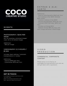 RATECARD - COCO CREATIVE STUDIO
